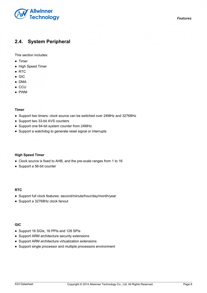 A33 datasheet page 8