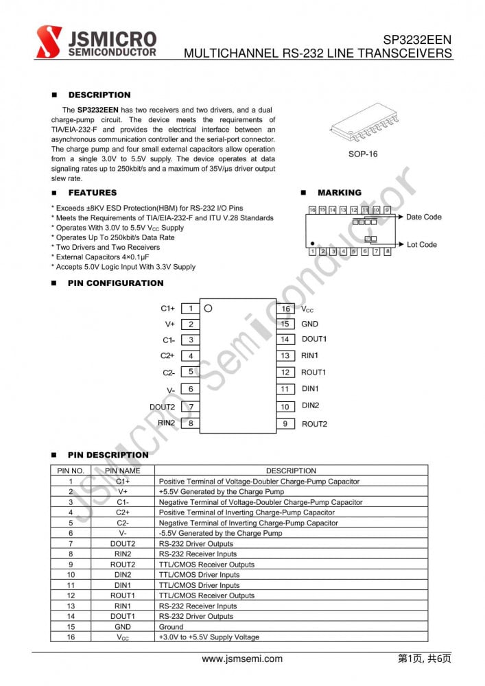 SP3232EEN datasheet page 1