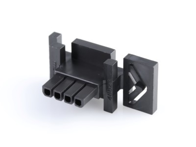 Micro-Fit BMI Receptacle Header, Dual Row, Vertical, with Press-fit Plastic Pegs, 0.76µm Gold (Au) Selective, 4 Circuits