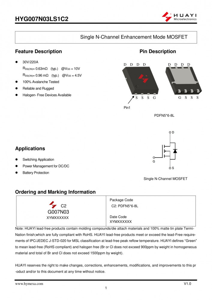 HYG007N03LS1C2 datasheet page 1