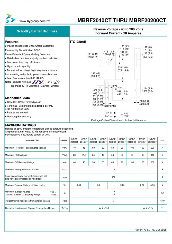 MBRF2045CT datasheet page 1