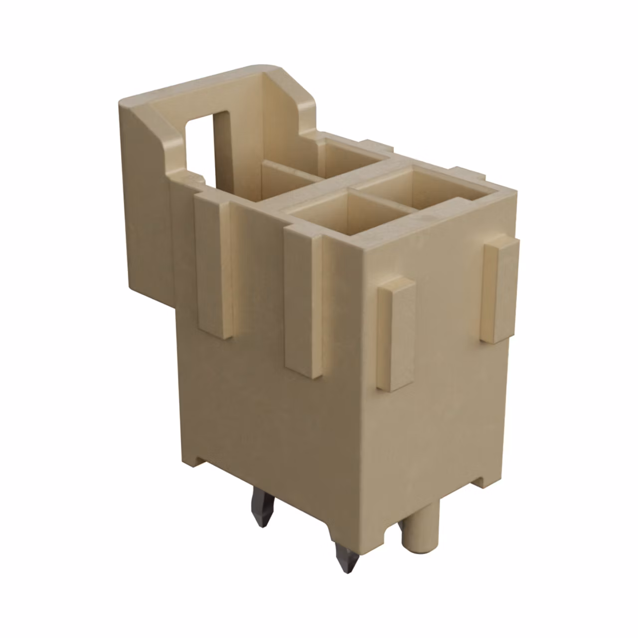 Ultra-Fit Vertical Header, 3.50mm Pitch, Dual Row, 4 Circuits, with Kinked Pins, 0.76µm Gold (Au) Plating, Natural, Glow-Wire Capable, Tray for sale