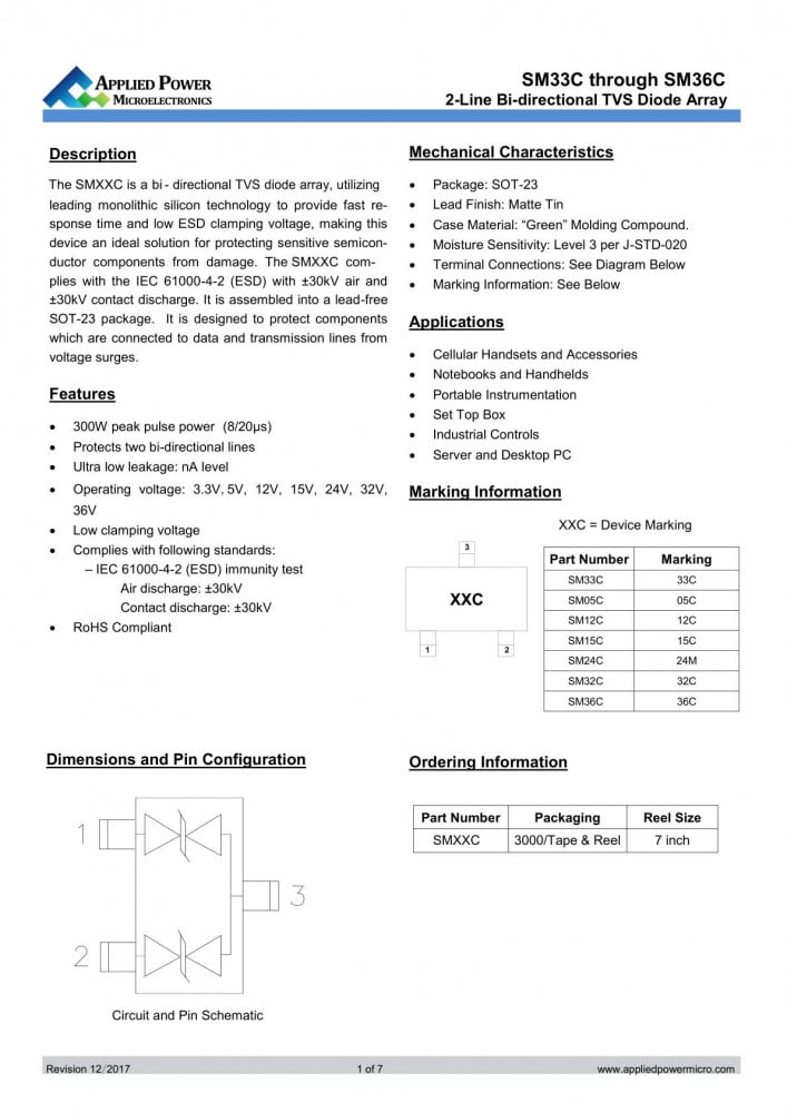 SM12C datasheet page 1