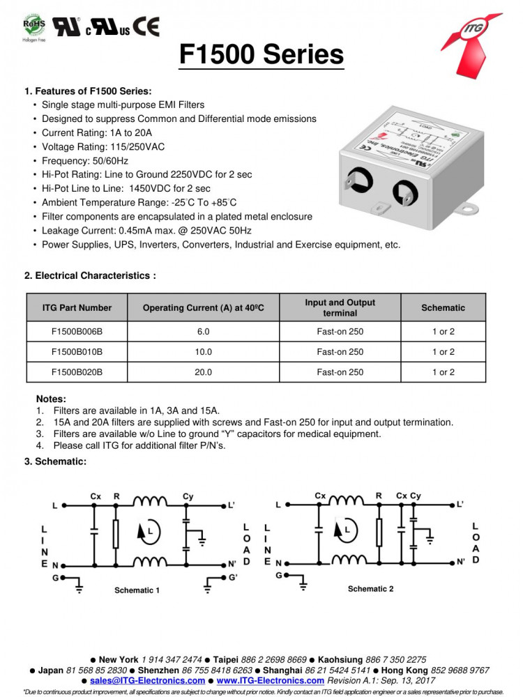 F1500 Series technical document, page 1