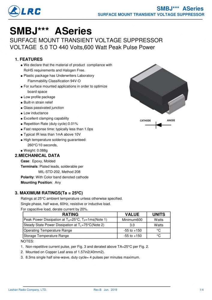 SMBJ series datasheet page 1