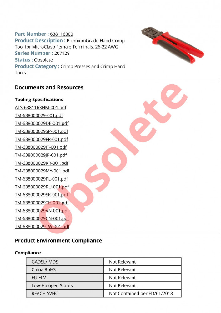 Tooling document preview, page 1