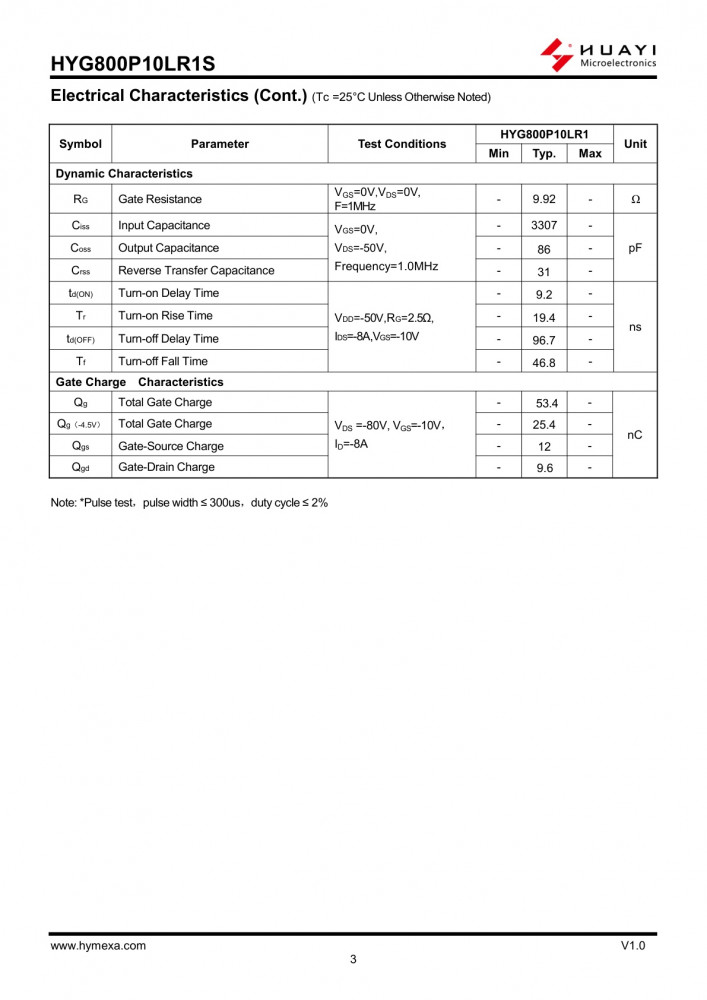 HYG800P10LR1S datasheet page 3