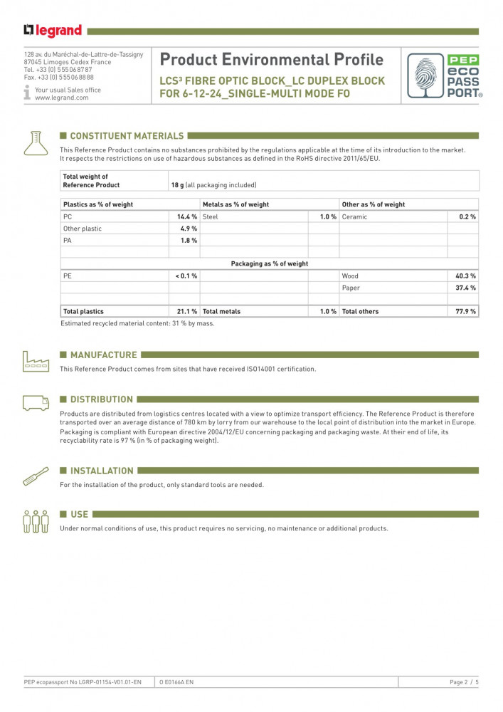 Legrand product document page 2