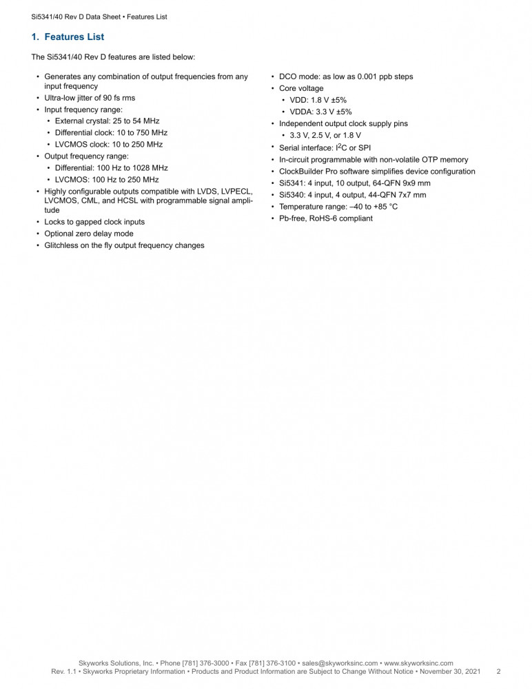 SI5341 Rev D datasheet page 2