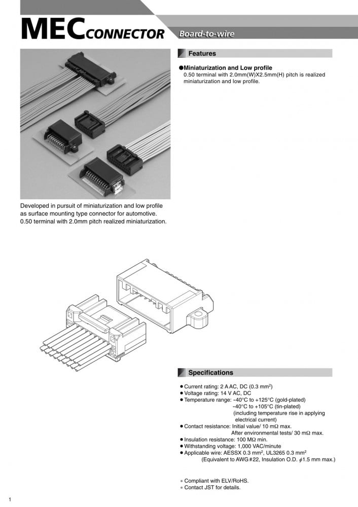 JST MEC connector documentation page 1