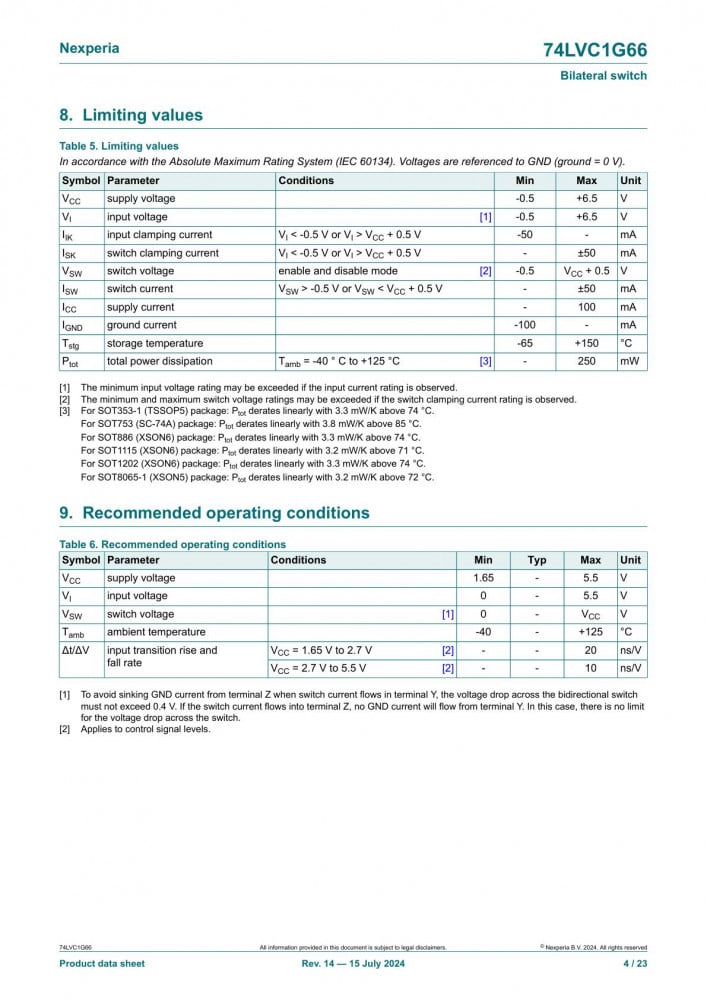 74LVC1G66GW,125 datasheet page 4