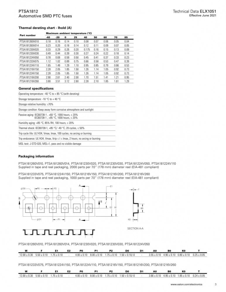 EATON PTSA1812 datasheet page 3