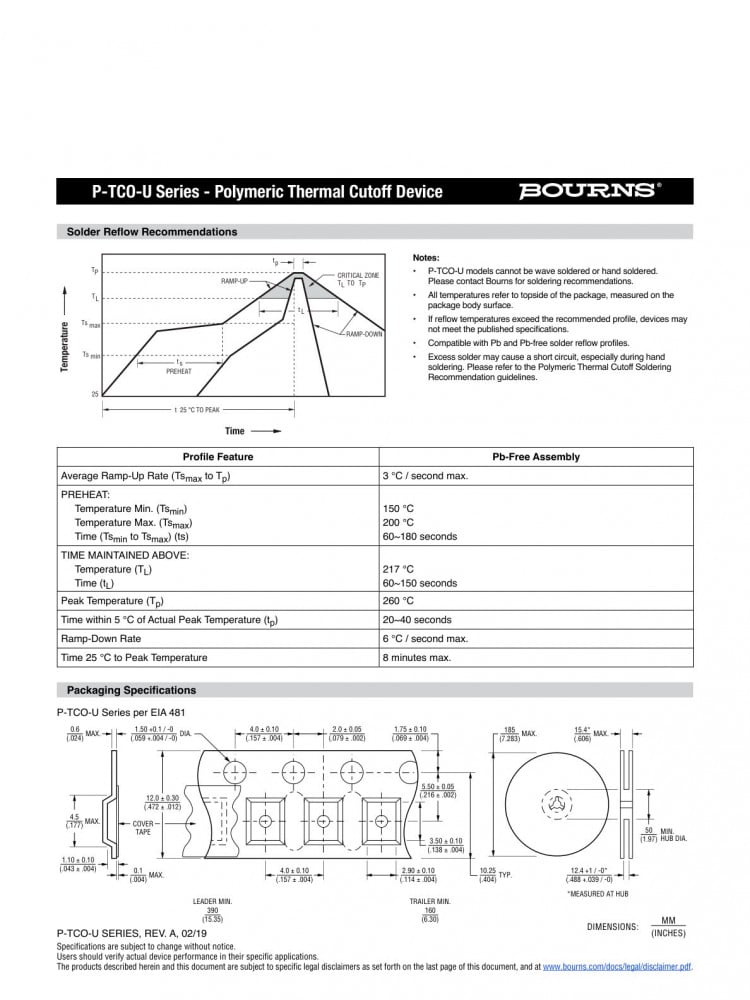 BOURNS P-TCO-U Series datasheet page 3