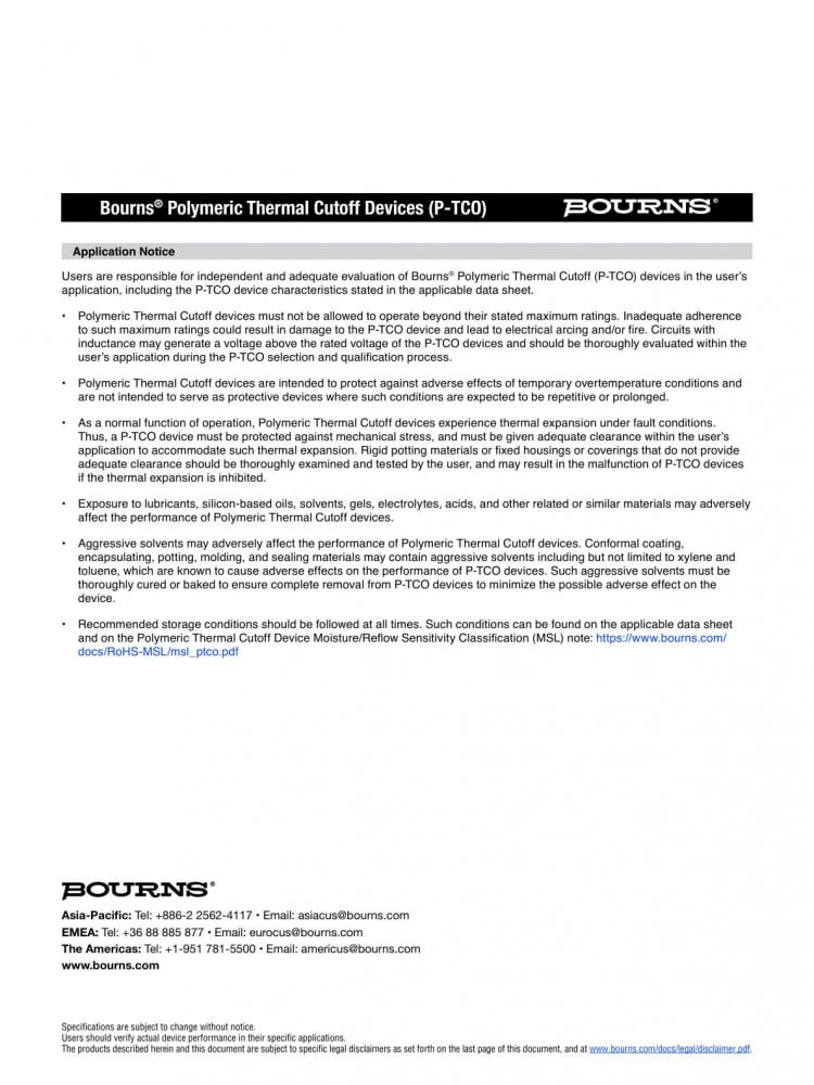BOURNS P-TCO-U Series datasheet page 4