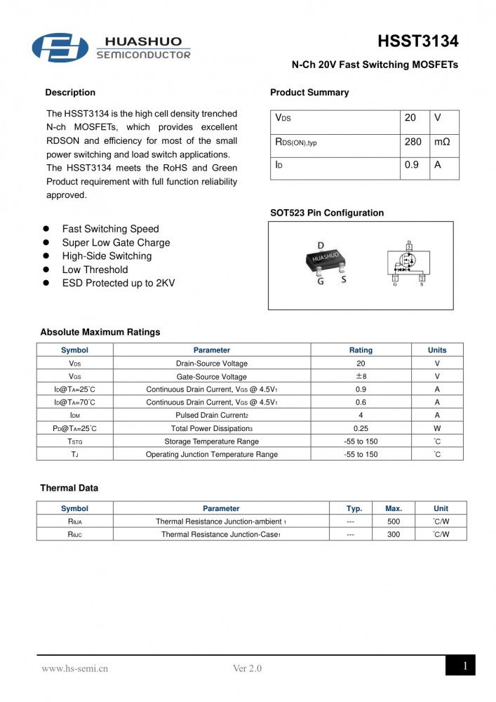 HSST3134 datasheet page 1