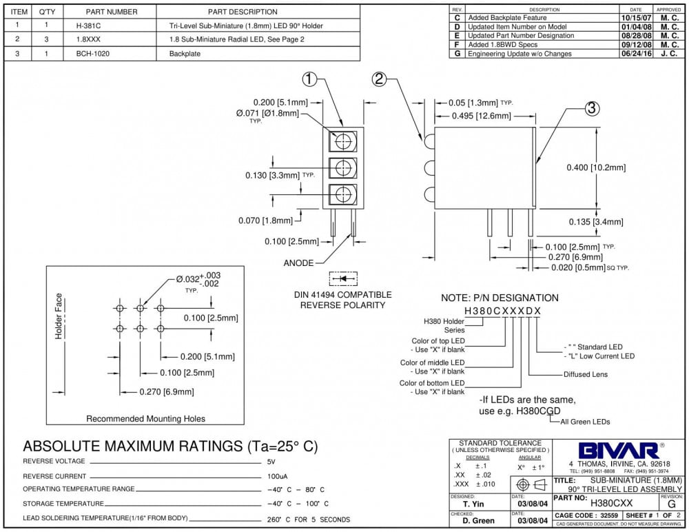 BIVAR H380CXX technical drawing page 1
