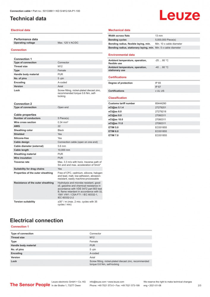 KD S-M12-5A-P1-100 technical document page 2