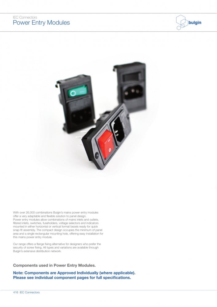 Bulgin Power Entry Module document page 1