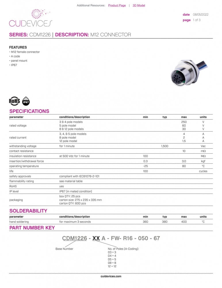 CDM1226-04A-FW-R16-050-67 datasheet page 1