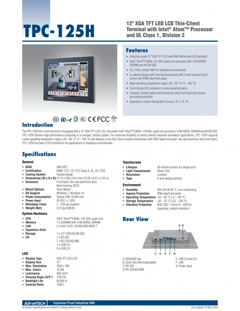 TPC-125H product documentation page 1