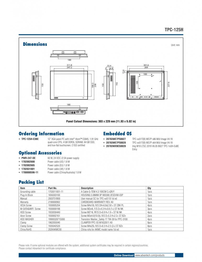 TPC-125H product documentation page 2
