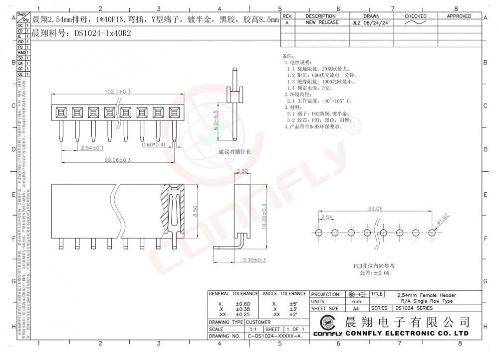 DS1024-1x40R2 product drawing preview
