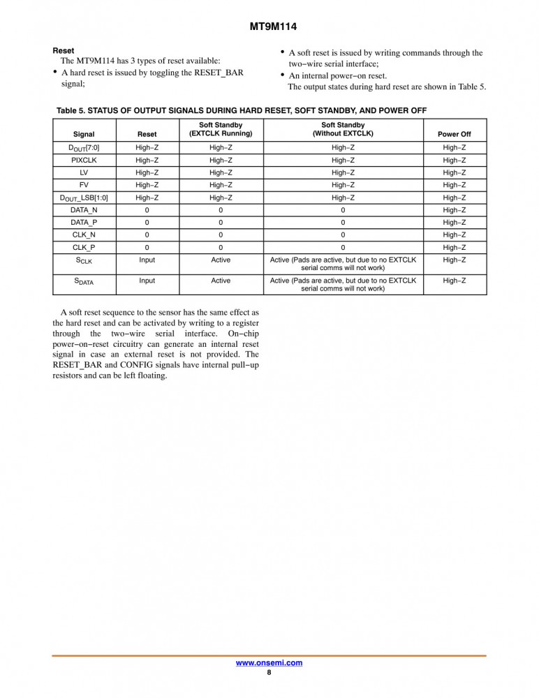 MT9M114 datasheet page 8