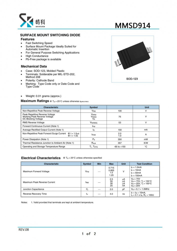 MMSD914 datasheet page 1