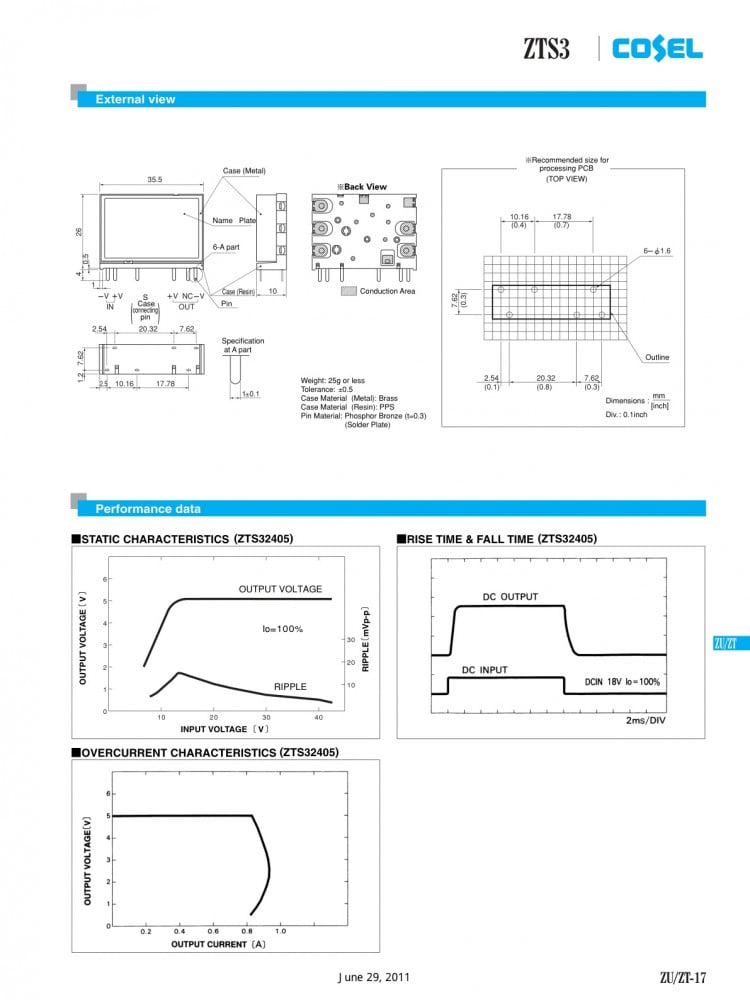 Cosel ZTS series datasheet page 4
