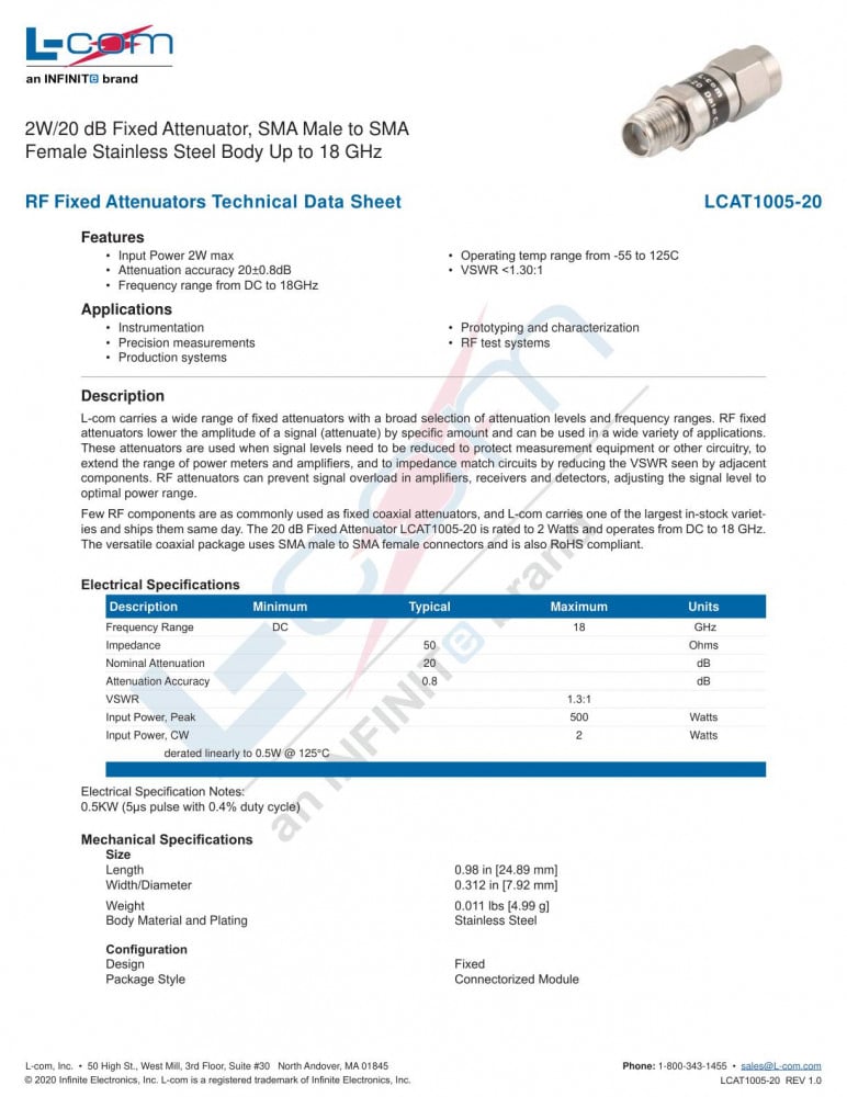 LCAT1005-20 technical document page 1