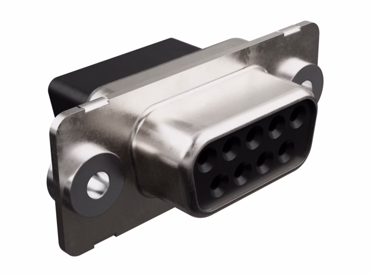 FCT Standard-Density D-Sub Crimp Housing, Female, Shell without Dimples, Float Mount, 9 Circuits, Black Front and Rear Insulator for sale