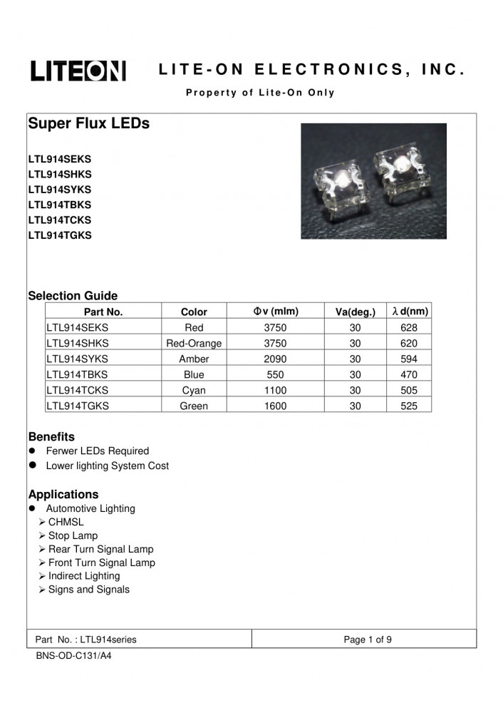 LTL914SEKS datasheet page 1