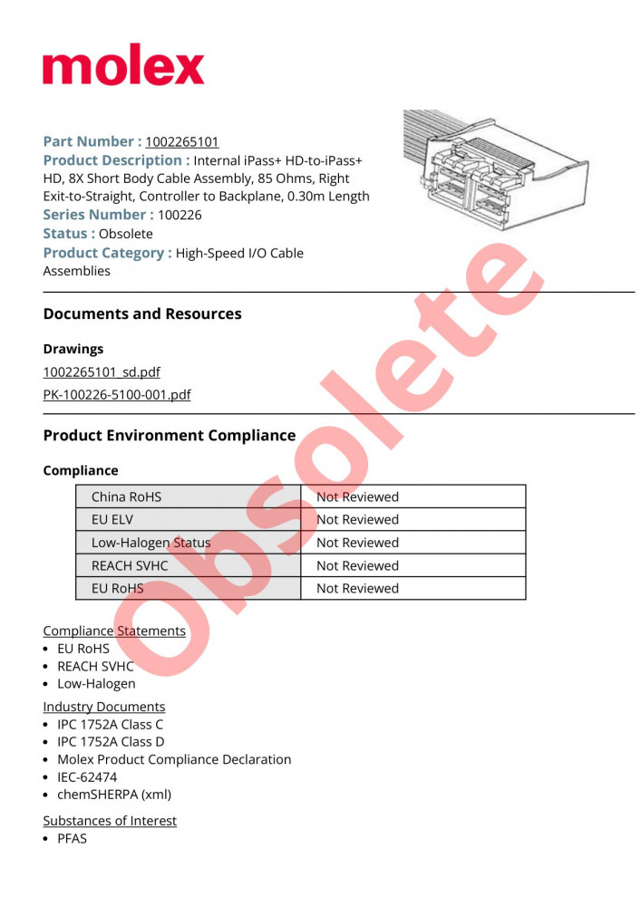Molex PK-100226-5100 drawing page 1