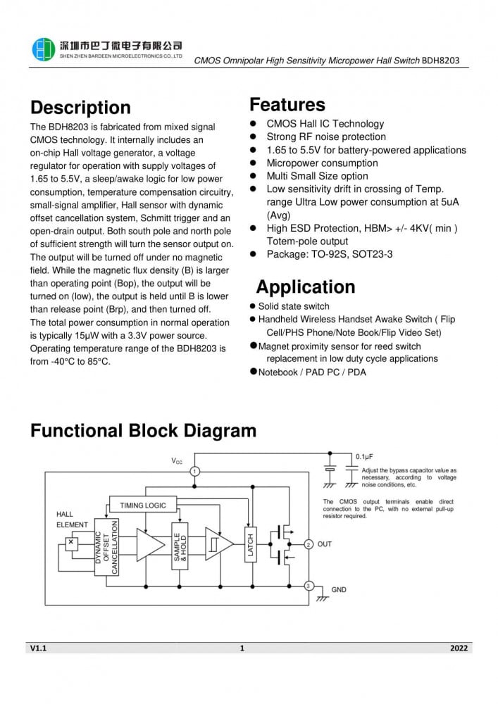 BDH8203 datasheet page 1