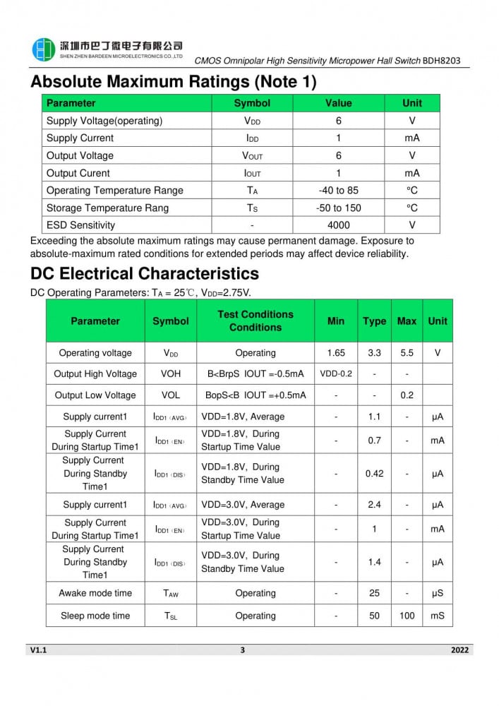 BDH8203 datasheet page 3