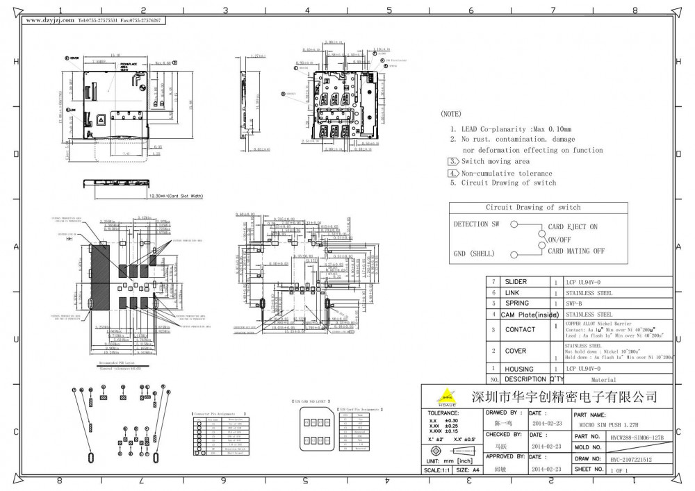 HOAUC HYCW288-SIM06-127B technical document