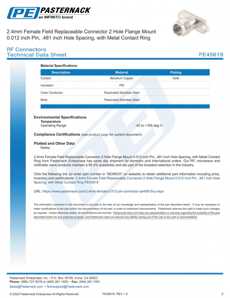 PASTERNACK PE45619 datasheet page 2