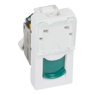 Arteor™ - RJ45 socket controlled access category 6 UTP 2 modules White with red shutter