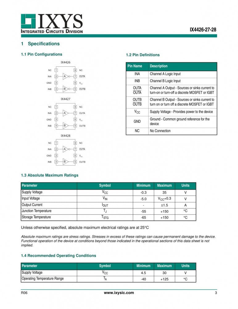 IX4428MTR datasheet page 3