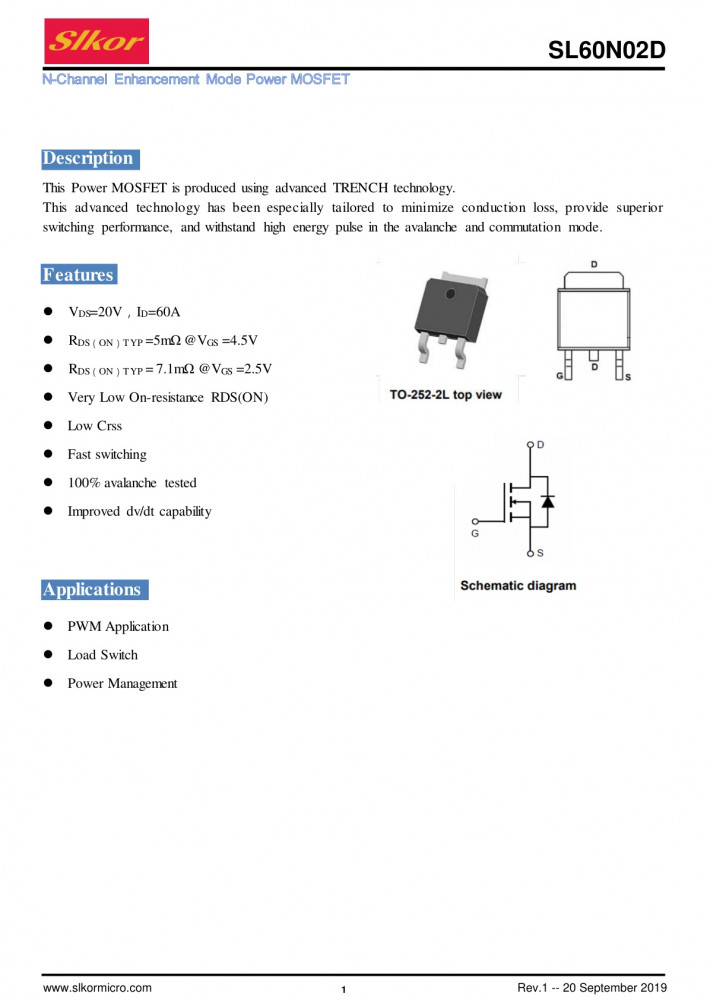 SL60N02D datasheet page 1