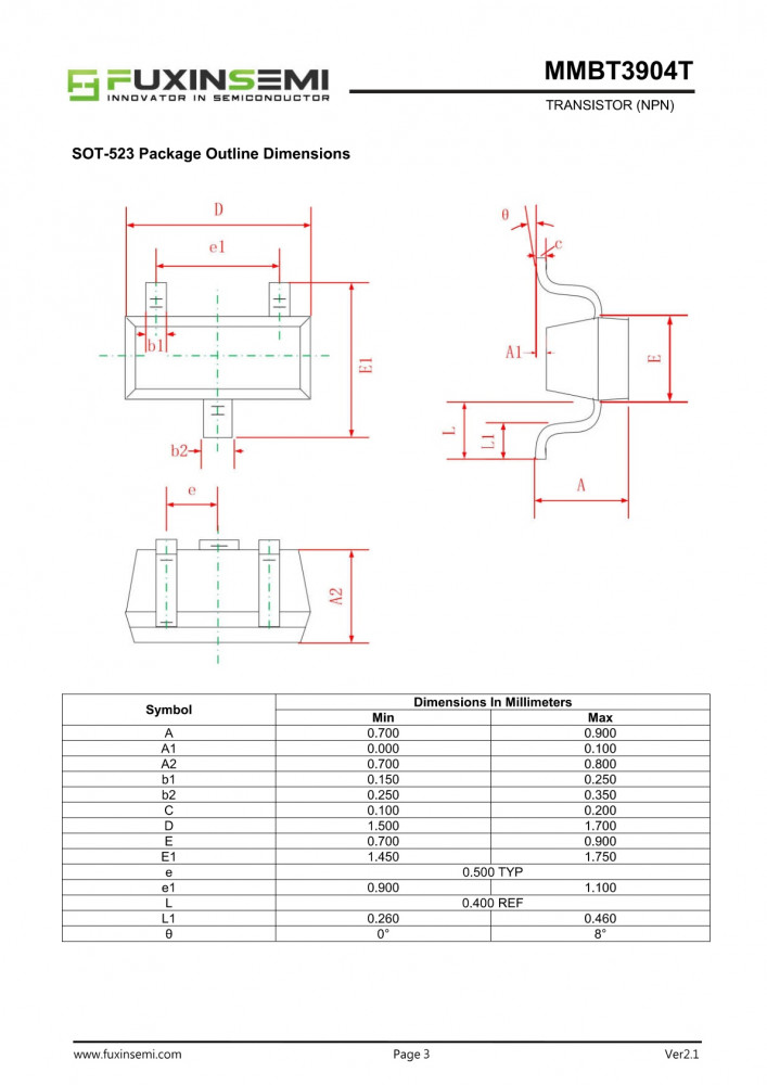MMBT3904T technical document page 3