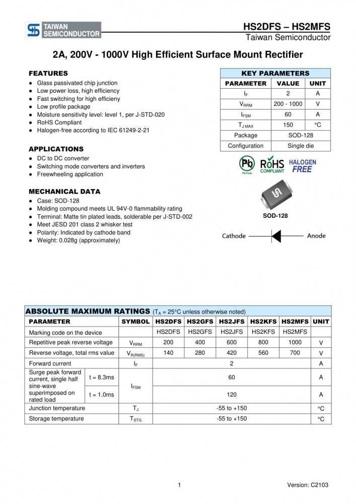 HS2KFS datasheet page 1