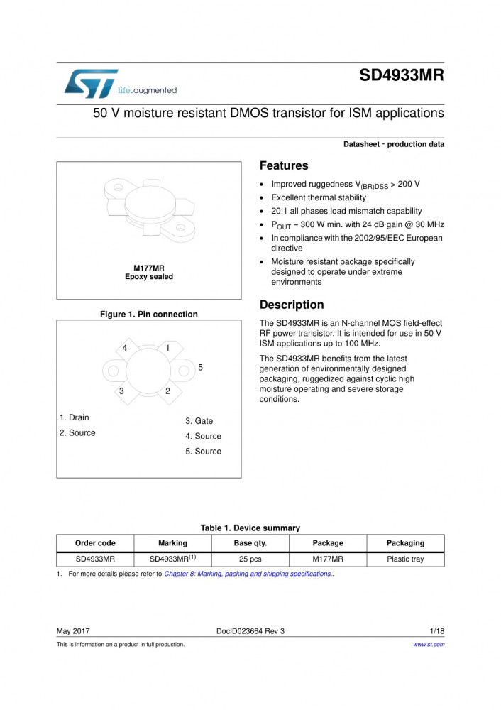 SD4933MR datasheet page 1