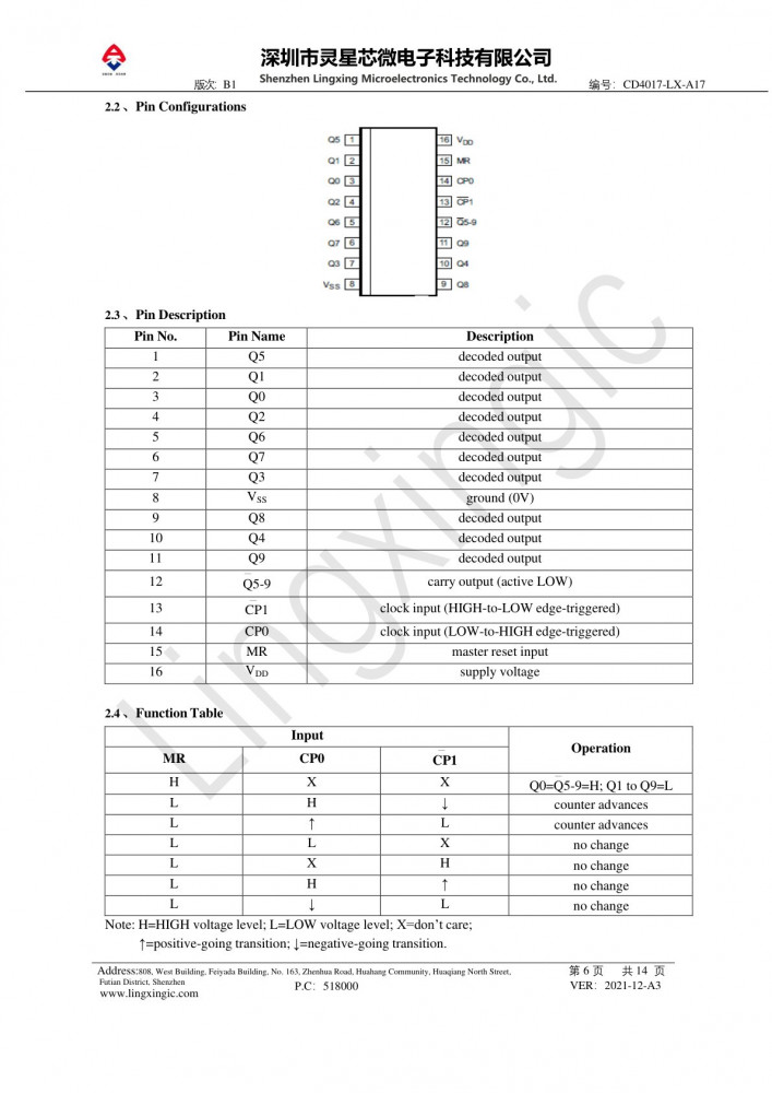 CD4017BM(LX) datasheet page 6