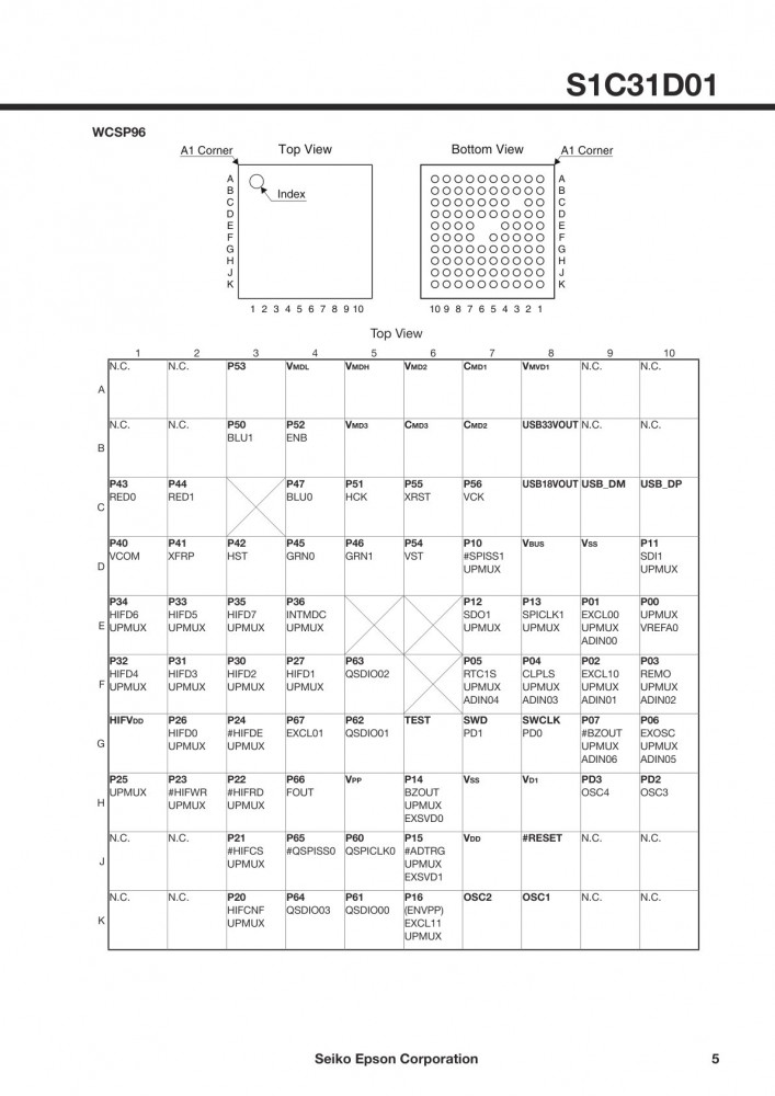 S1C31D01 datasheet page 5