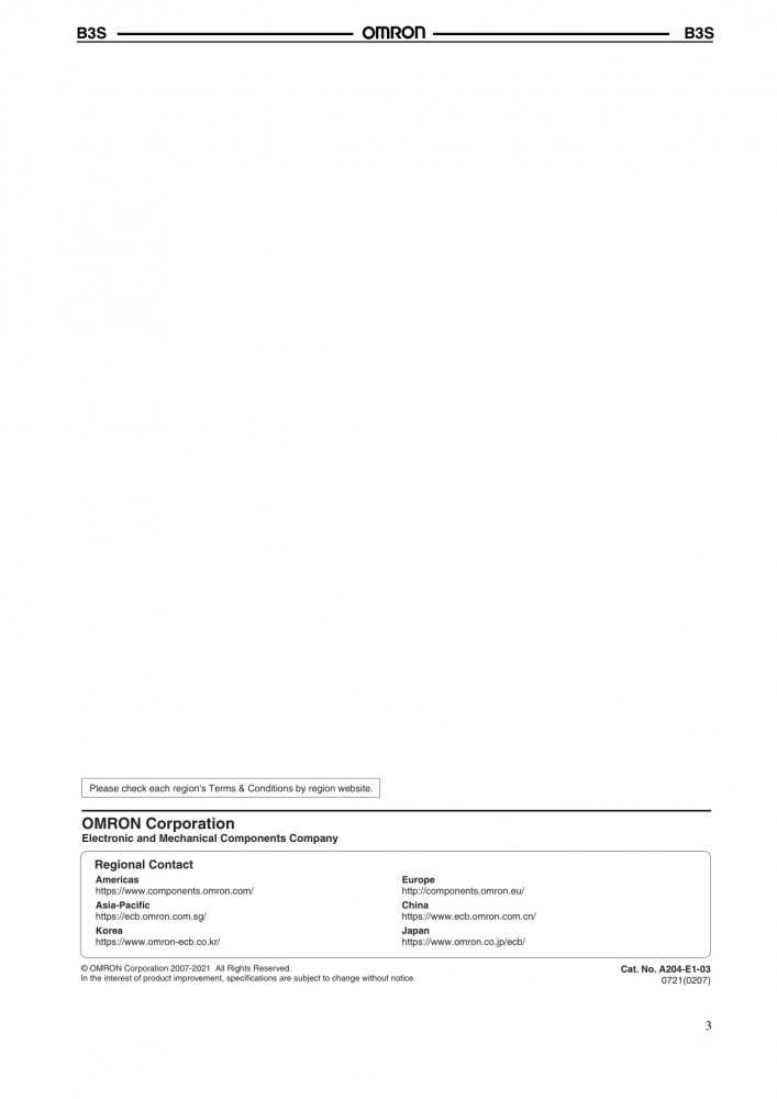 OMRON B3S series datasheet page 3