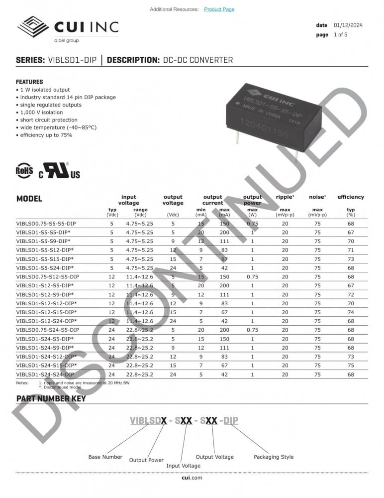 VIBLSD1-DIP datasheet page 1