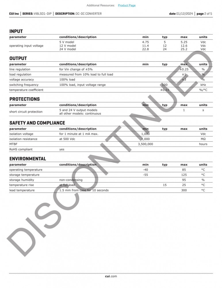 VIBLSD1-DIP datasheet page 2