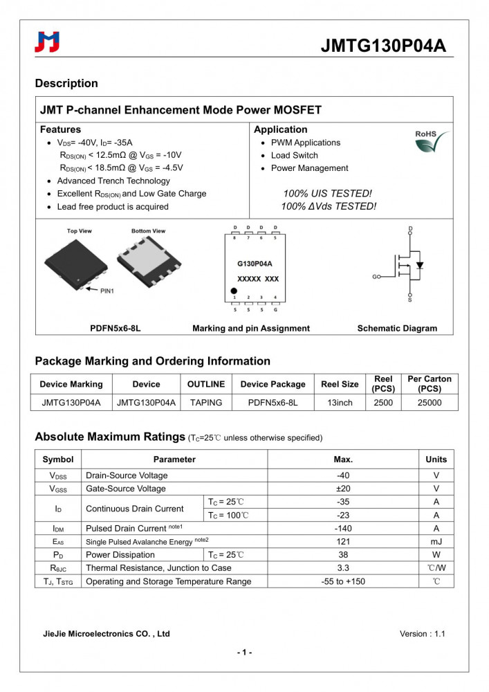 JMTG130P04A datasheet page 1