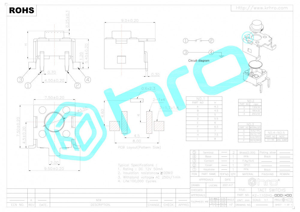 K2-1102HQ-M4SW-01 technical drawing